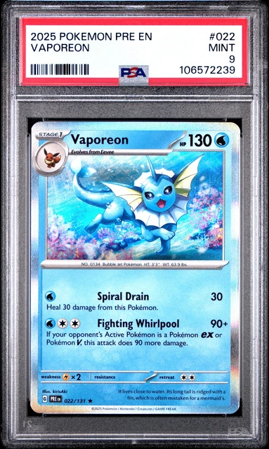 2025 POKEMON PRE En-Prismatic Evolutions #022 Vaporeon Psa 9 £20.15 ...