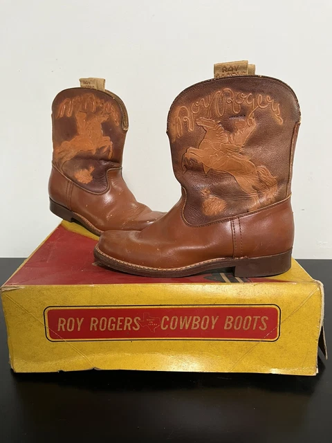VINTAGE ROY ROGERS Double R Ranch Kids Western Cowboy Boots Sz 13.5 ...