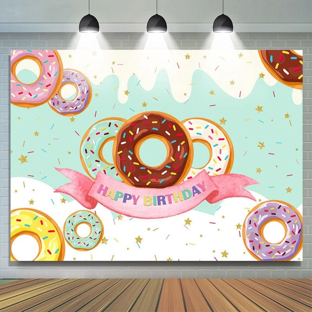 COLORFUL DONUT CANDYLAND Theme Happy Birthday Backdrop $36.01 - PicClick AU