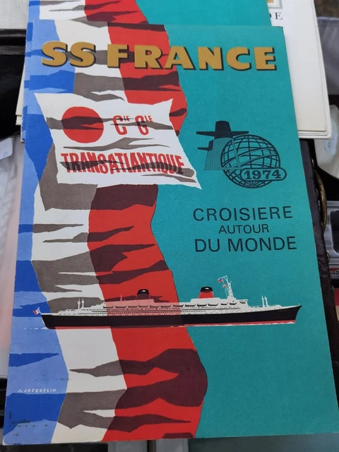 COUPE LONGITUDINALE ÉCORCHÉ Paquebot FRANCE Croisière autour du monde 1974 RARE EUR 80,00 ...