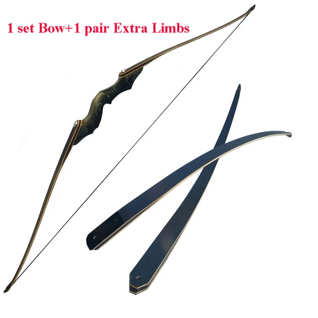 60& ARCHERY LONGBOW Takedown Recurve Bow + Extra Limbs Bow Hunting ...