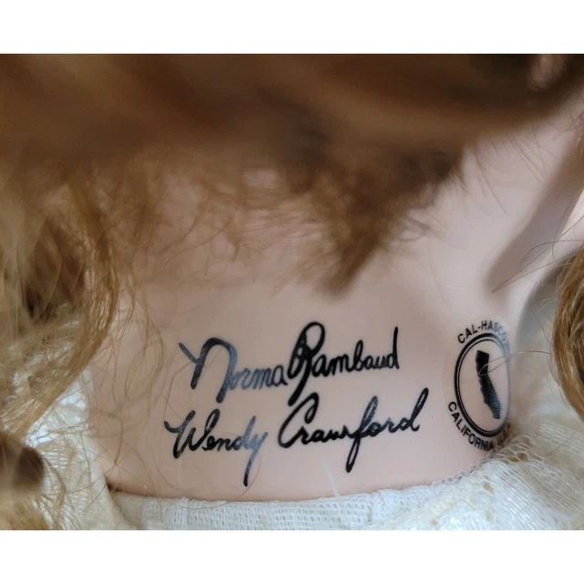 VINTAGE NORMA RAMBAUD & Wendy Crawford 1991 Porcelain Doll Blue Eyes ...