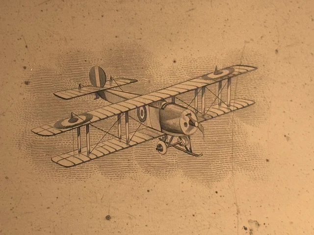 ANTIQUE / VINTAGE First RAF Aircraft Engraving / Etching Copper ...
