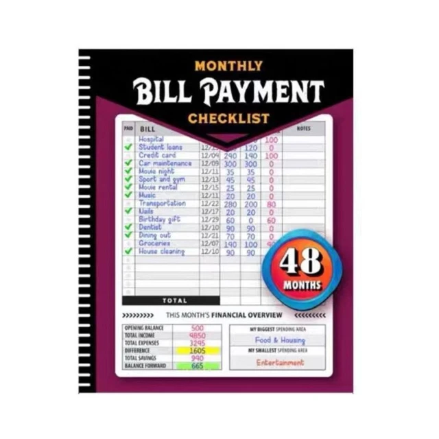48 MONTHS BILL Payment Checklist Efficient Budget Tracker Personal ...