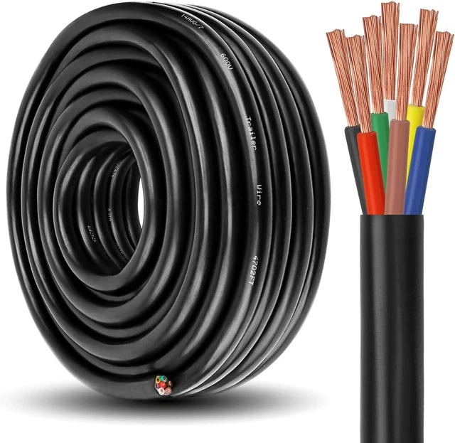 HEAVY DUTY 14 Gauge 7 Way Conductor Wire RV Trailer Cable Cord CCA $53. ...