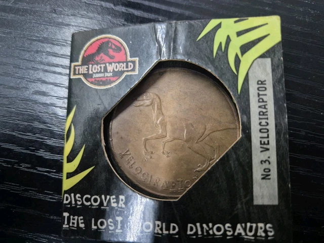 TETLEY 1997 THE LOST WORLD JURASSIC PARK COINS No 3 - VELOCIRAPTOR £5. ...