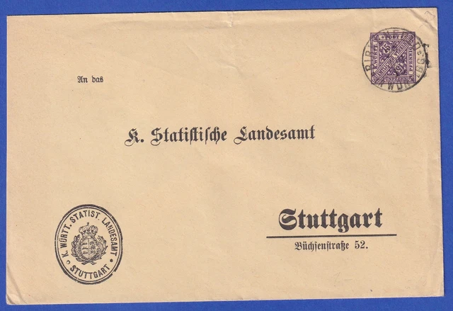 WÜRTTEMBERG DIENSTUMSCHLAG STATISTISCHES Landesamt Mi.-Nr. DUB 40 gel ...