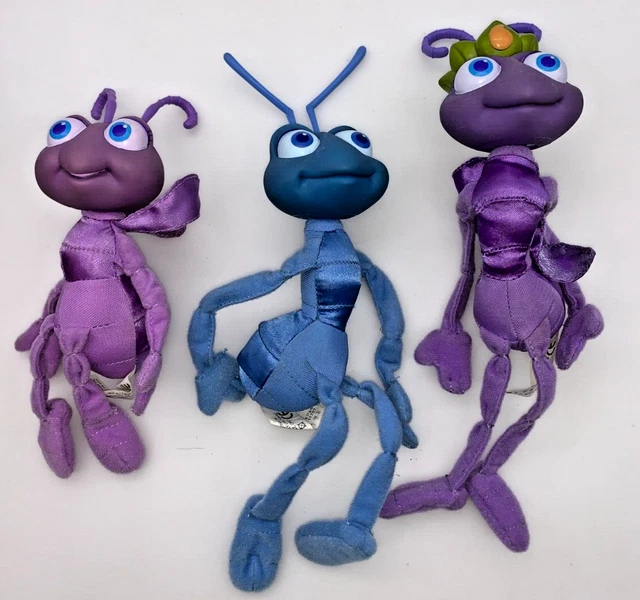 A BUG'S LIFE plush & vinyl toys FLIK/PRINCESS DOT/ATTA Disney Pixar 8 ...