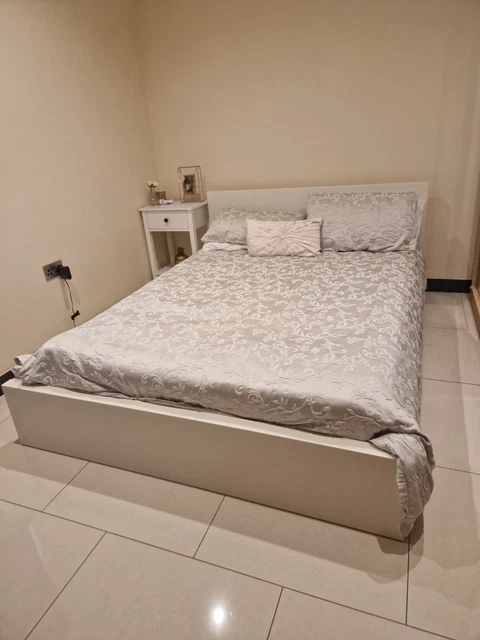 IKEA MALM DOUBLE Bed Frame - WHITE - Frame ONLY, No Mattress. Used £52. ...