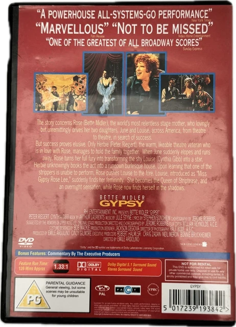 GYPSY, JENNIFER BECK, Bette Midler, Cynthia Gibb, DVD, Musical Films # ...