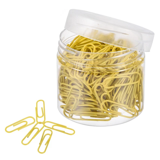 PAPER CLIPS 1.1 Inch Vinyl Coated with Box for Office Home Yellow Count ...