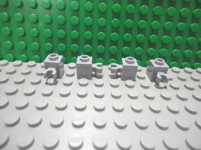 LEGO 4 LIGHT Bluish Gray 1x1 brick block with horizontal "C" clip NEW ...