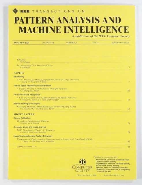 2001 JAN PATTERN ANALYSIS & MACHINE INTELLIGENCE motion tracking DATA ...