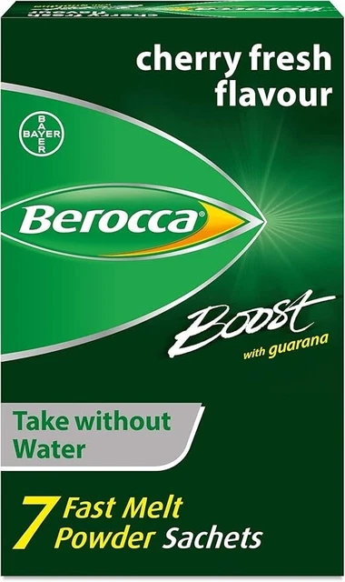 BEROCCA BOOST CHERRY Fresh Fast Melts. Sachets. 49 Sachets. 05/2018 £12 ...