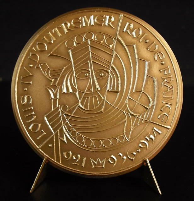 MÉDAILLE LOUIS IV d'Outremer Roi de France Maurice Pouzet drakkar King ...