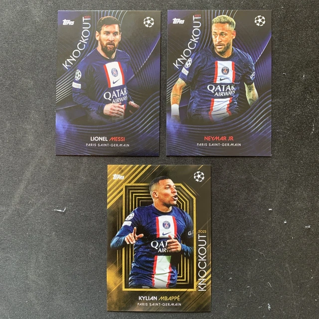 3X KNOCKOUT TOPPS UEFA CC 2023 Paris SG - Lionel Messi Neymar Jr Kylian ...