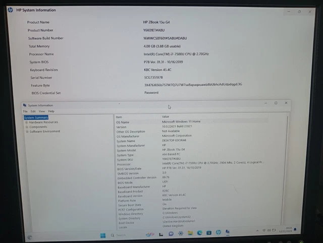 HP ZBOOK 15U G4 Workstation i7-7500 4GB RAM AMD FirePro W4190M 15.6 ...