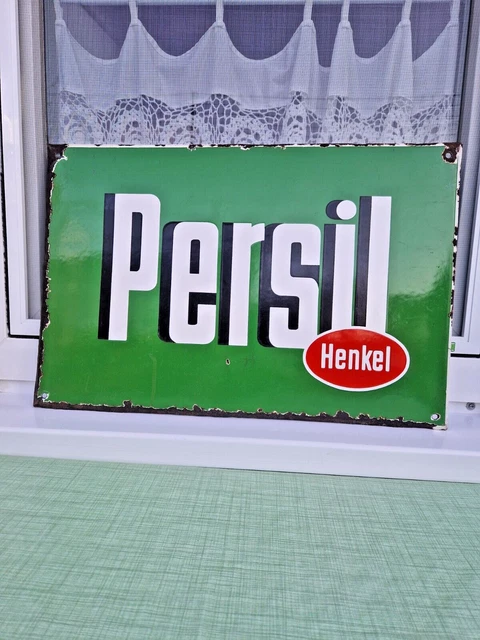 ORIGINALES EMAILSCHILD PERSIL von der Fa. Henkel in fantastischem Glanz ...