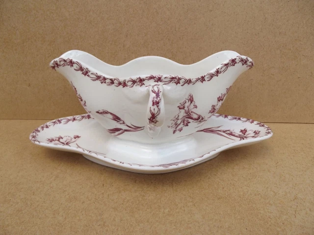 ANCIENNE SAUCIÈRE FAIENCE Keller et Guérin Luneville rose modèle à l ...