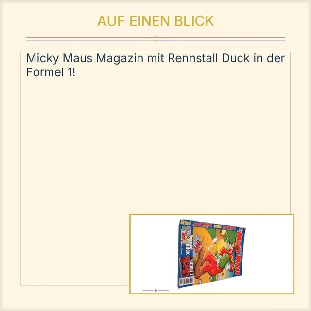 MICKY MAUS MAGAZIN Rennstall Duck Formel 1 Egmont Ehapa Comic Deutsch ...