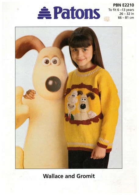 ORIGINAL KNITTING PATTERN for Child's Wallace & Gromit Motif Sweater DK ...