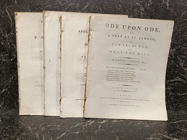 ANTIQUE PETER PINDAR Odes 5 In Total Late 17th Century Manuscripts ...