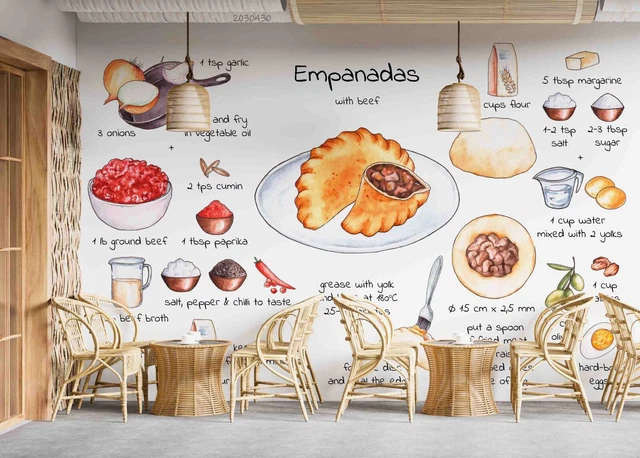 3D EMPANADAS RECIPE Concept Wallpaper Wall Mural Peel and Stick ...