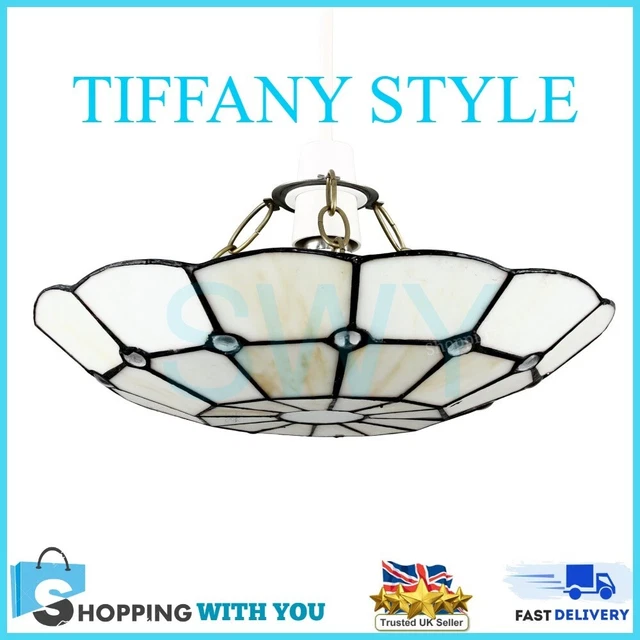 VINTAGE TIFFANY BISTRO Style Uplighter Ceiling Light Shade Pendant ...