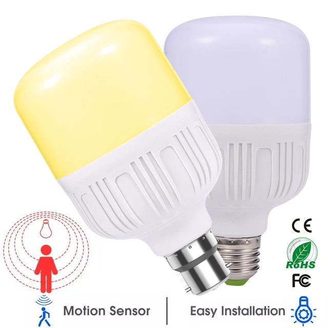 US E27 B22 Radar PIR Motion Sensor LED Lamp Bulb Auto ON/OFF Energy ...