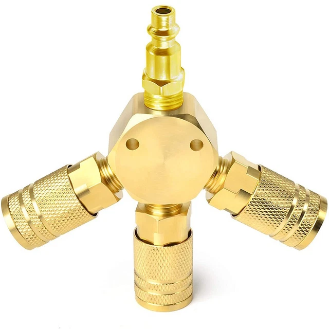 ADAPTER-SPLITTER 3 WAY Connector Manifold Quick Coupler Air Hose ...