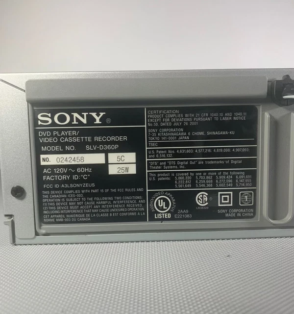 SONY DVD PLAYER/ VIDEO CASSETTE RECORDER SLV-D360P VHS DVD Combo With ...