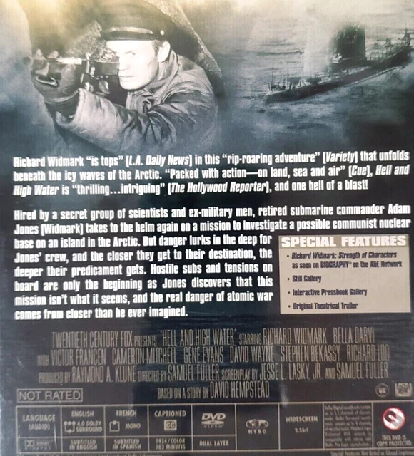HELL AND HIGH Water DVD 1954 Richard Widmark Bella Darvi RARE War Movie ...