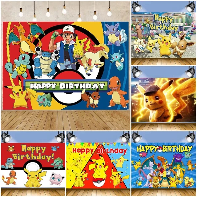 PIKACHU POKEMON BIRTHDAY Backdrop Party Banner Home Studio Photo Decor ...