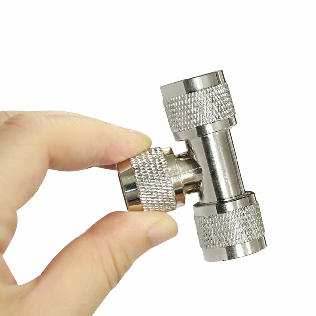 CONNECTOR T TYPE Coaxial Cable Tee RF N Plug Male to Plug Male 3 Way ...