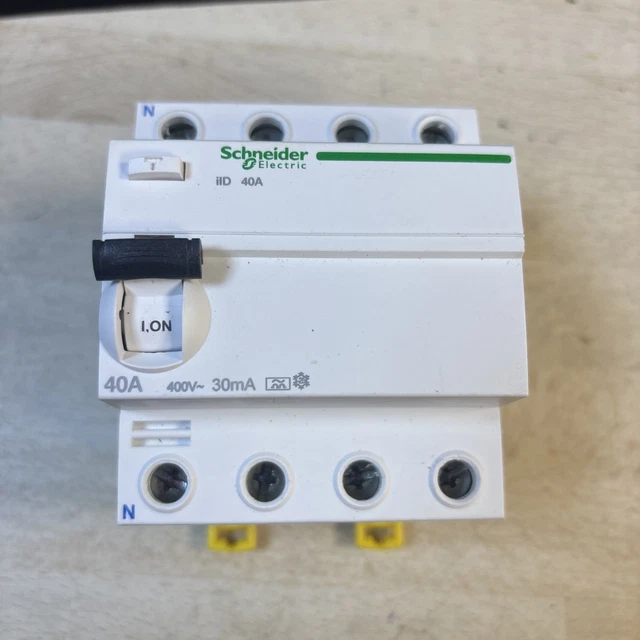 SCHNEIDER A9R21440 40 AMP 30mA FOUR POLE RCCB RCD TYPE A ILD ACTI9 ...