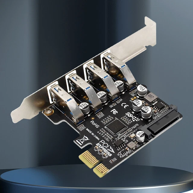 4 PORT PCIE USB 3.0 HUB Adapter USB3 PCIe Controller Converter 5Gbps for Desktop EUR 16,00 ...