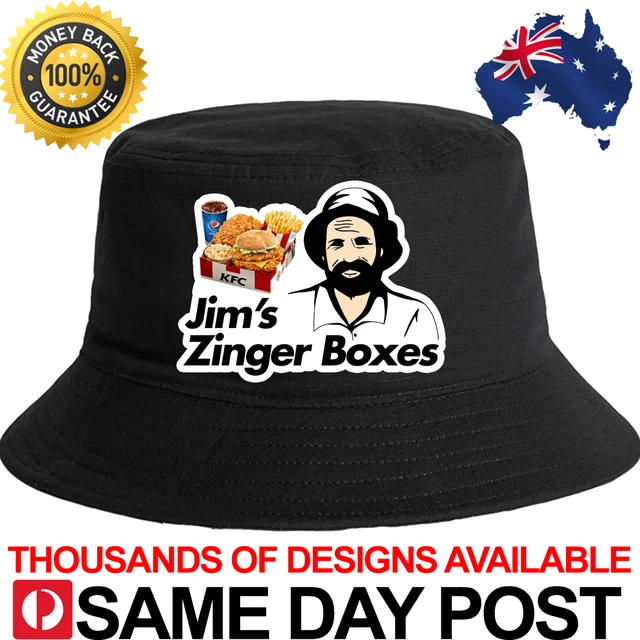 JIMS ZINGER BOXES BUCKET HAT - Summer Cool Aussie Meme Funny Sesh 4x4 ...