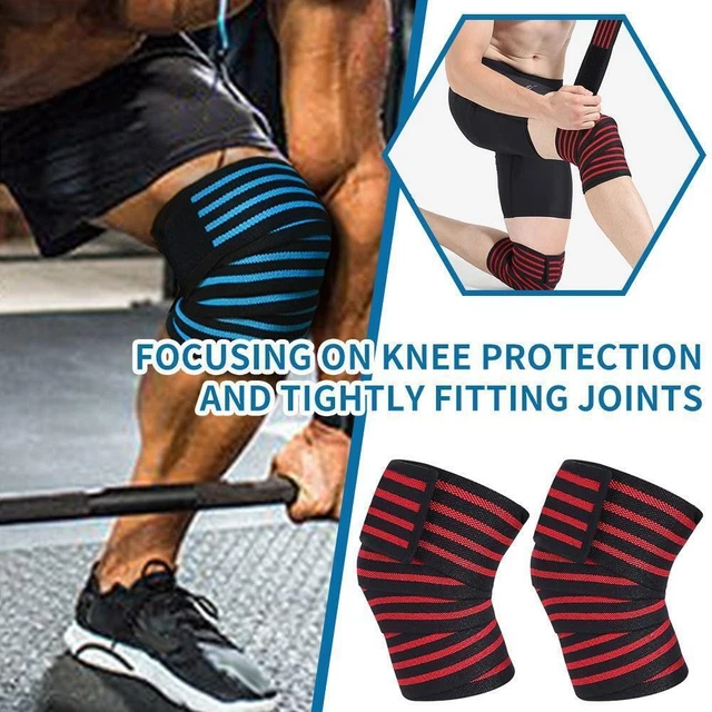 FITNESS WEIGHTLIFTING LEG Knee Compression Straps Wraps Bandages ...