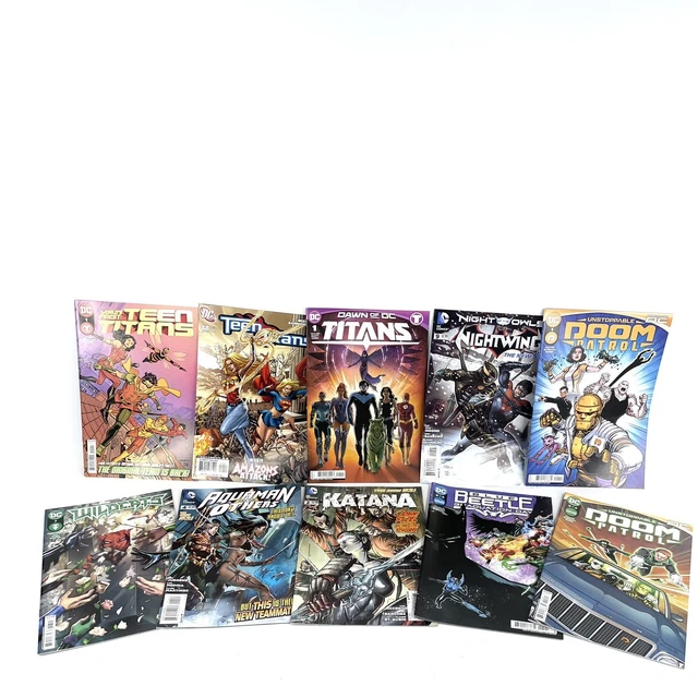 10X DC COMICS Mixed Lot Teen Titans Night wing Doom Patrol Katana Comic ...