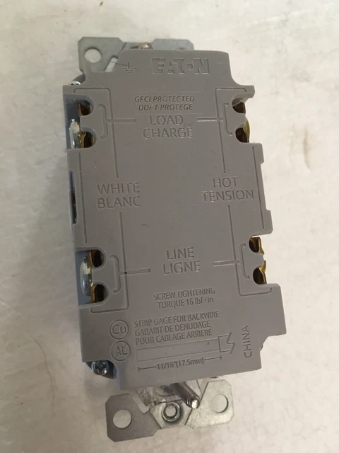 OPEN BOX EATON Gfd20W Self Test Blank Face Gfci Receptacle 20A 125V ...