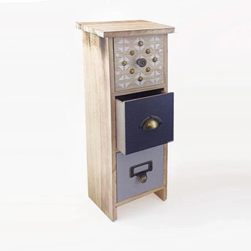 MINI CASSETTIERA IN legno mobiletto con 3 cassetti 37x14x13 cofanetto ...