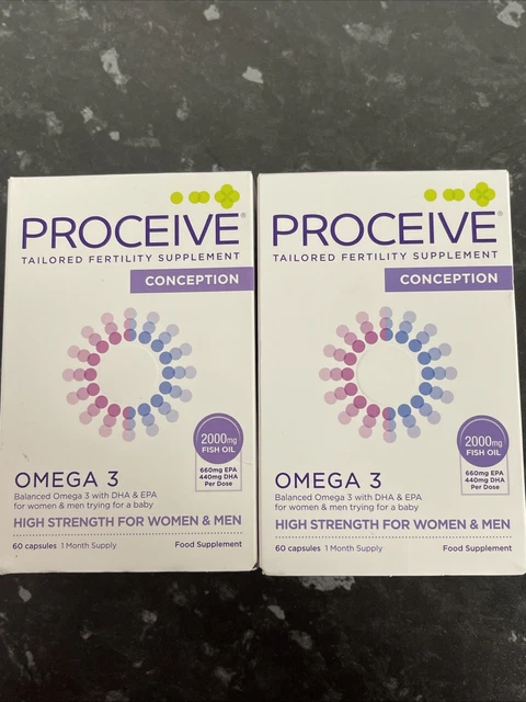 2X PROCEIVE CONCEPTION Omega 3 Women & Men 2000mg Fish Oil 60 Capsules ...