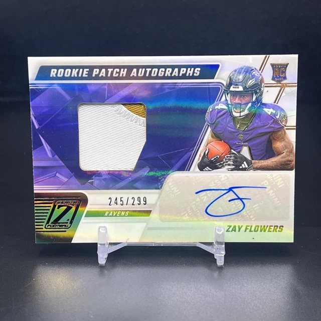 2023 ZENITH FOOTBALL Zay Flowers Rookie Patch AUTO SP 245/299 Ravens ...