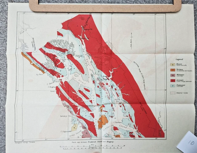 1913 GEOLOGICAL MAP of Route between Frederick Sound and Skagway ...
