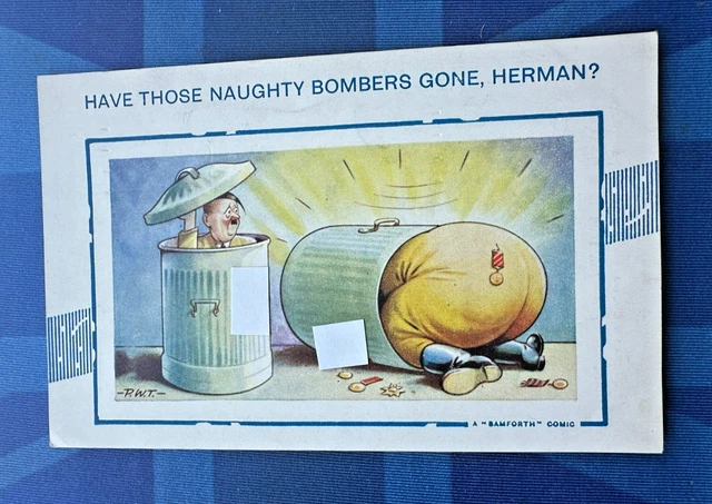 WW2 BAMFORTH MILITÄR Comic Postkarte 1940er Anti Hitler Göring ...