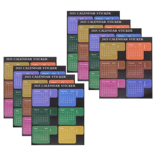 8PCS 2025 CALENDAR Stickers Monthly Index Tabs Planner Adhesive ...