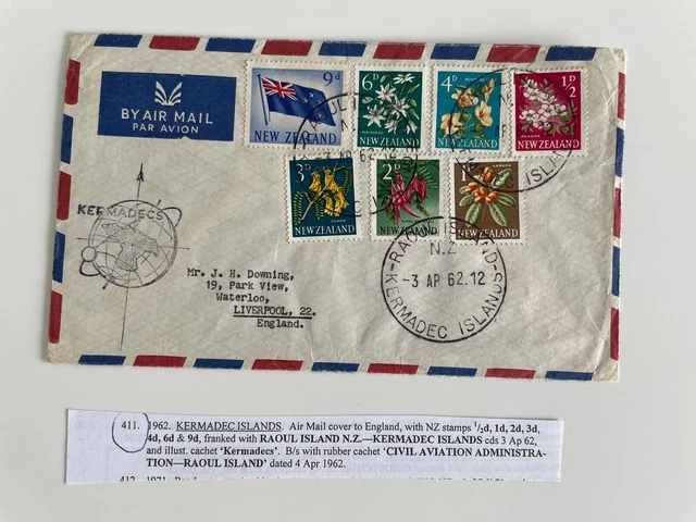 NEW ZEALAND POSTMARK - Raoul Island - Kermadec Islands - posted 1962 £5 ...