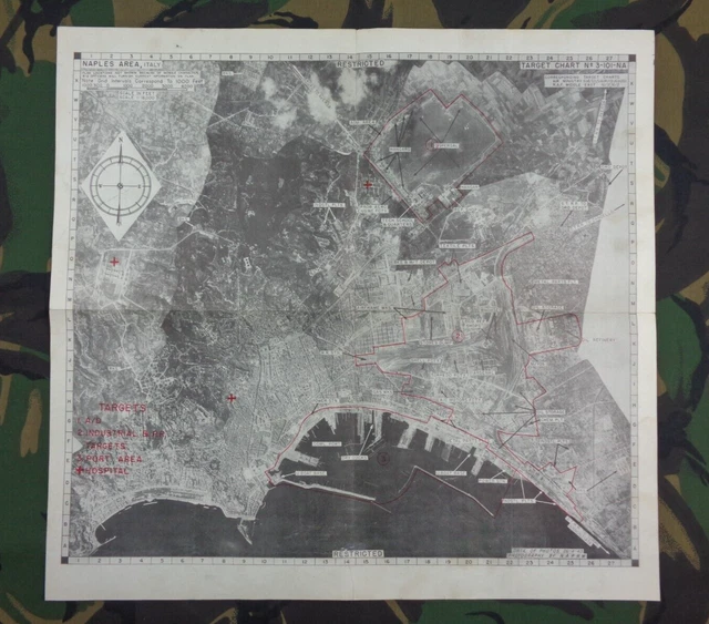WW2 INTELLIGENCE BOMBING TARGET MAP of "NAPLES AREA" (ITALY) USAAF ...