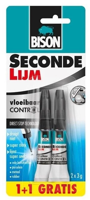 BISON - TUBE 2x3g de colle BISON Second Lijm pour céramique , plastique ...