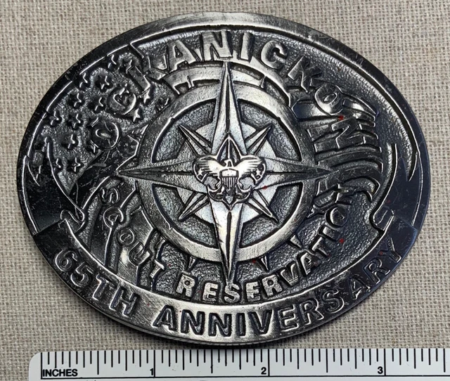 VTG 65TH ANNIVERSARY CAMP OCKANICKON Boy Scout BELT BUCKLE Bucks County ...